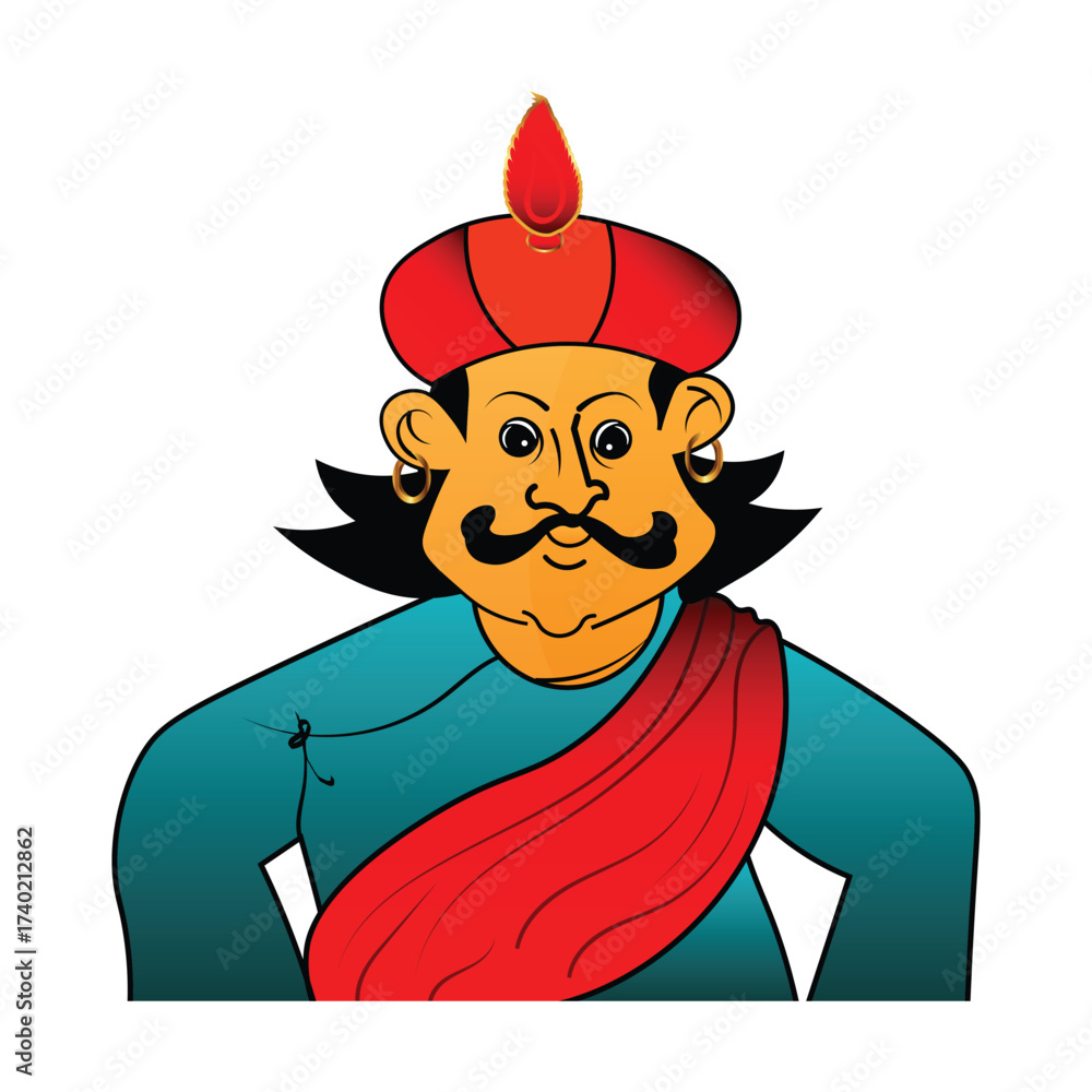 Raja Krishna Chandra cartoon character 2D Vector design png images ...