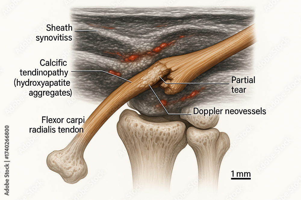 Ilustracja bez tantiem: Ultrasound of Flexor Carpi Radialis Tendon with ...