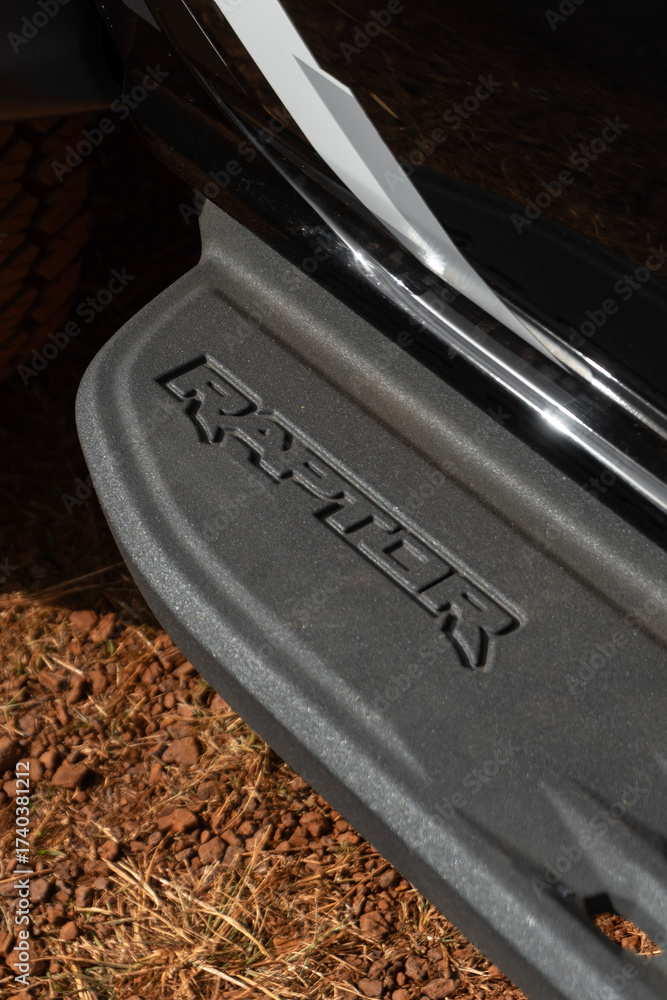 Ford Ranger Raptor side step with embossed logo, Off-road truck running ...