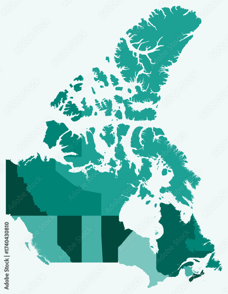Map of Canada with provinces. Just a simple country border map with ...