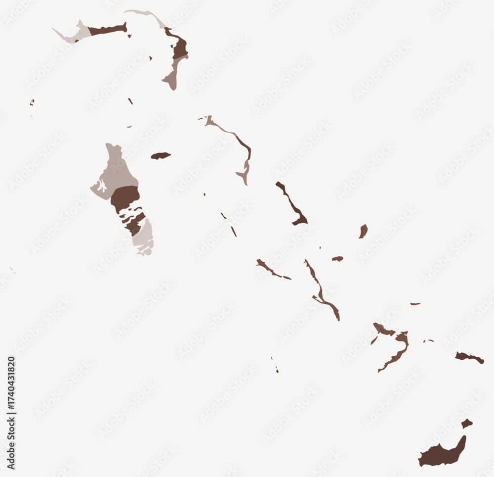Map of Bahamas with regions. Just a simple country border map with ...