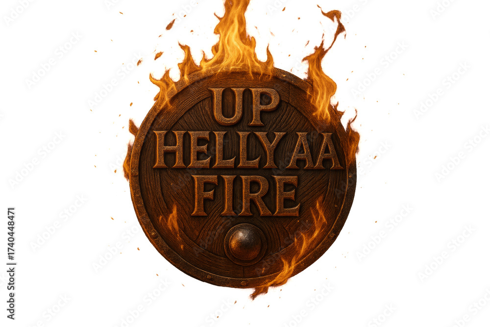 Viking Shield Ablaze with Flames for Dramatic Visual Impact Stock ...
