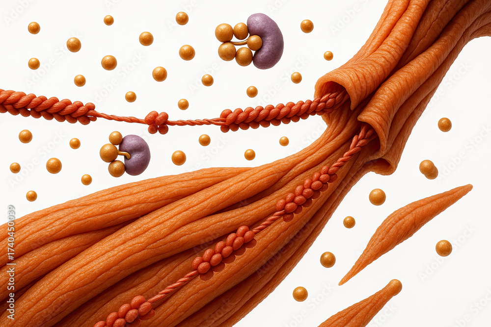 Illustration Stock Microscopic view of muscle fibers and protein ...