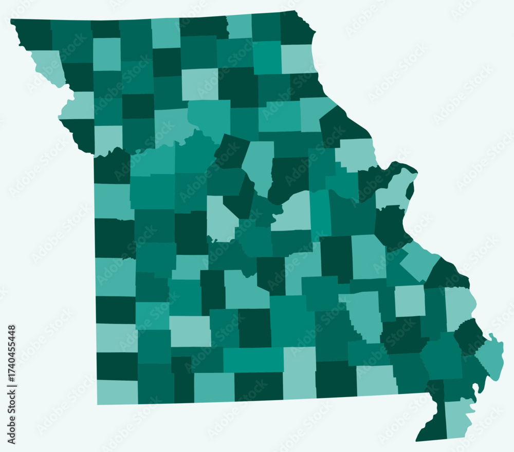 Image vectorielle Stock Map of Missouri with counties. Just a simple ...