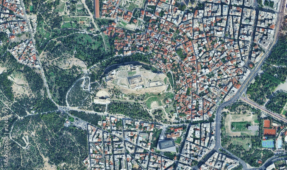 Acropolis and Parthenon, Athens, Greece: High-Resolution Aerial View of ...