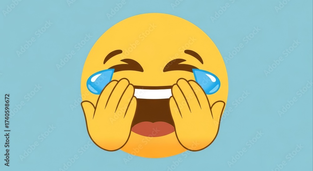 Joyful emoji crying: A cheerful emoji displays an explosion of ...
