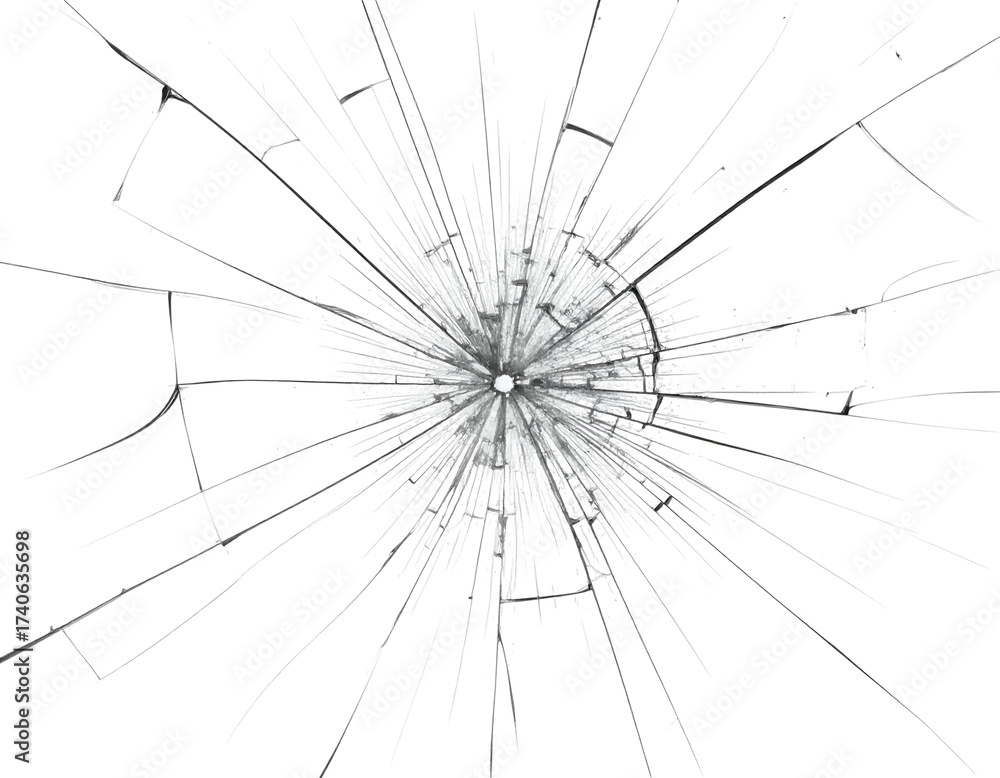 Graphic showing a circular impact shattering a clear surface against a ...