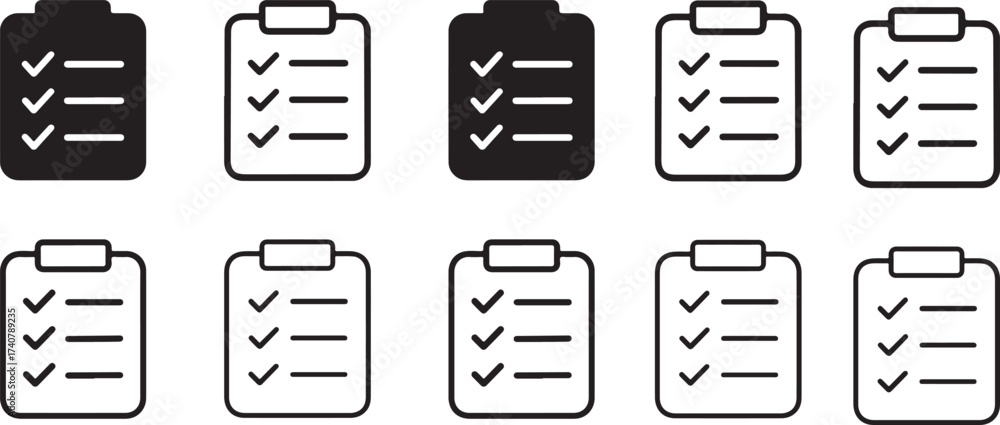 To Do List icon set, checklist icons, planner task symbols ...