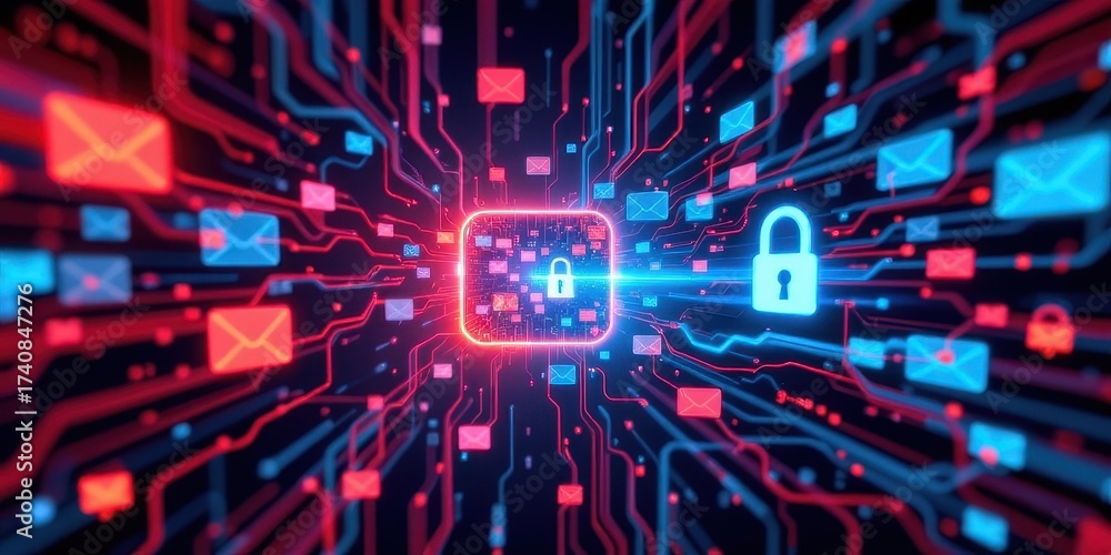artistic rendering of an email scanning system with encrypted messages ...