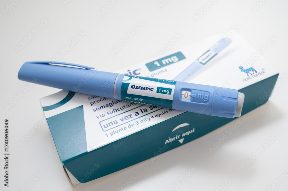 Ozempic semaglutide injection pen on its packaging Stock Photo | Adobe ...