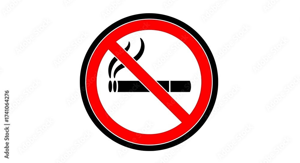 Clear prohibition sign warns against smoking, promoting healthy ...