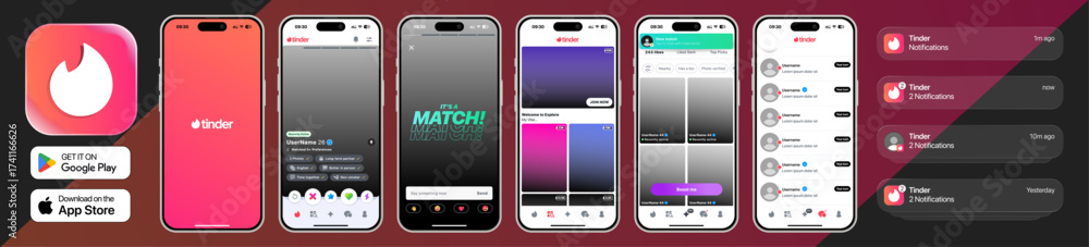 Tinder app UI template 2025 update with iOS 26 liquid glass design ...