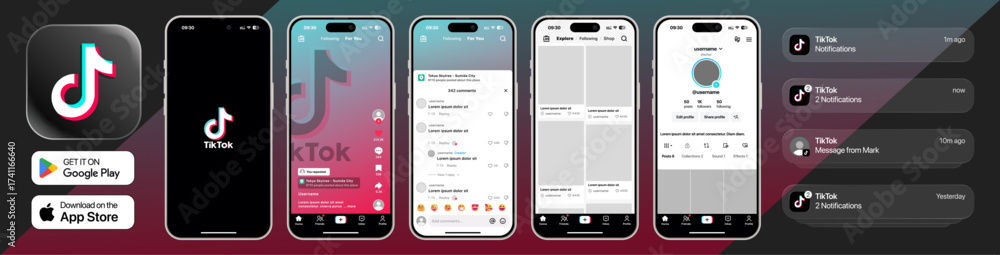 TikTok app UI template 2025 update with iOS 26 liquid glass design ...