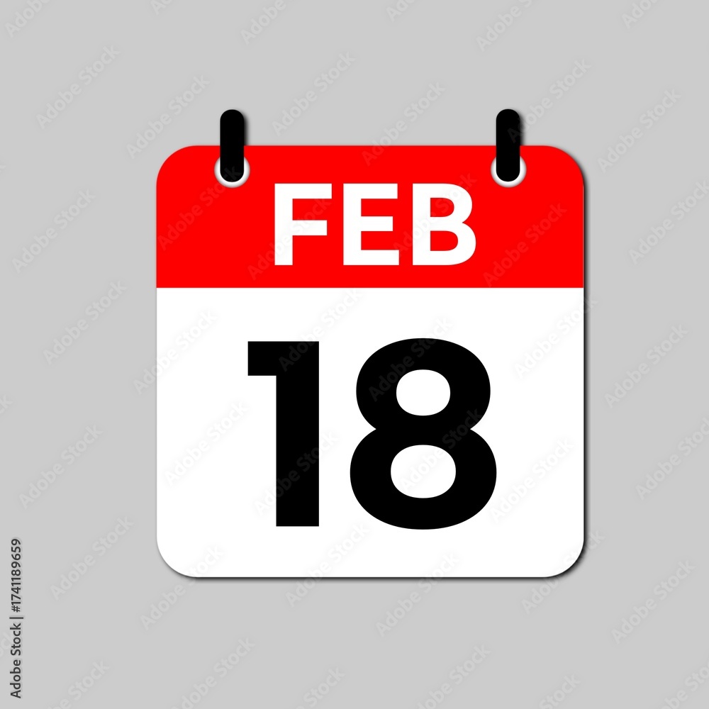 February 18 Day Calendar Vector Icon Perfect for planner, reminder ...