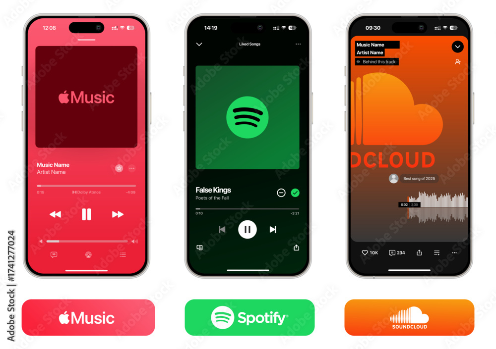 Apple Music, Apple Podcasts, Deezer, SoundCloud, YouTube Music, and ...