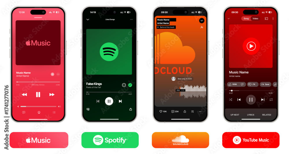 Apple Music, Apple Podcasts, Deezer, SoundCloud, YouTube Music, and ...