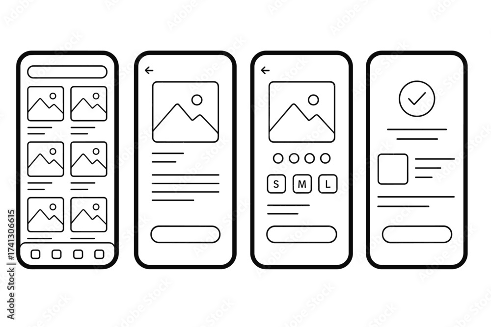 Mobile app UI UX kit for online shopping. E-commerce GUI screen ...