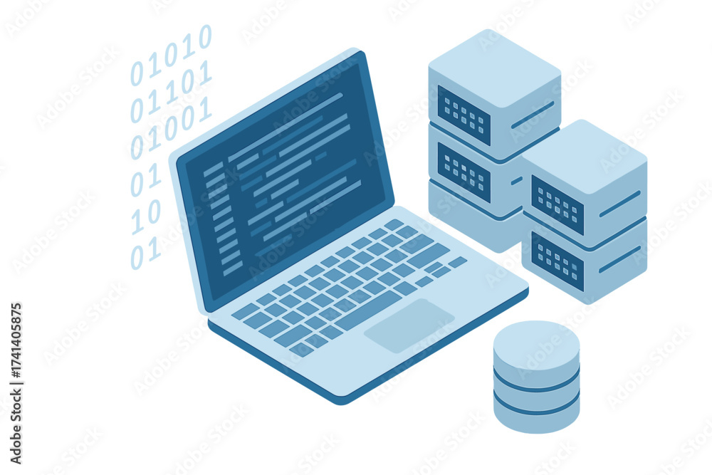 Programming software development isometric concept. Program code on ...