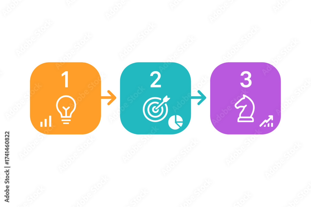 Infographic template with 3 steps. Business process visualization for ...