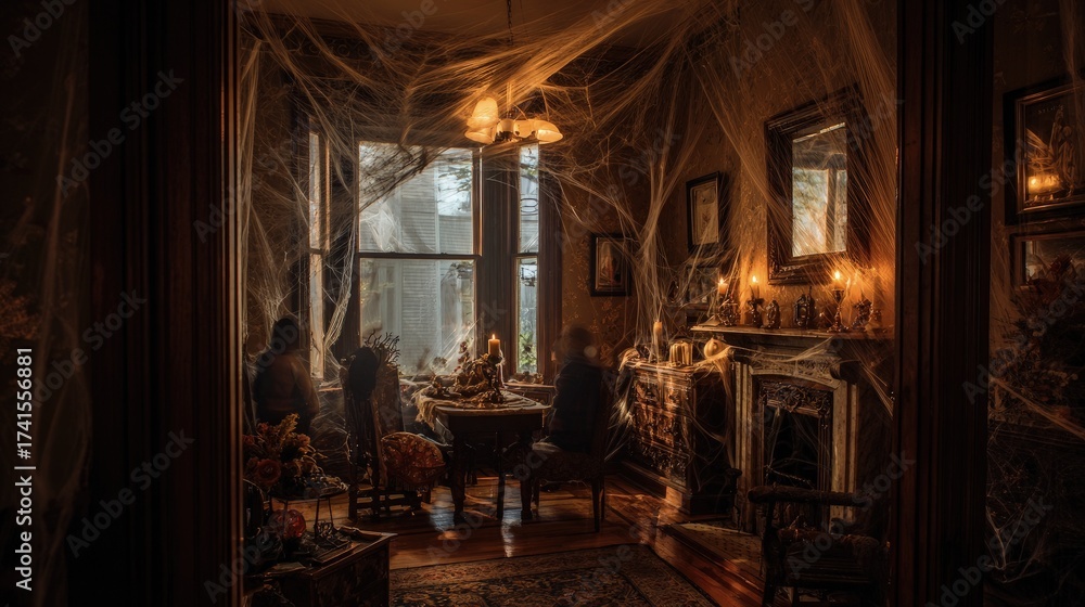 Haunted House Tour Scared visitors explore an old mansion decorated ...