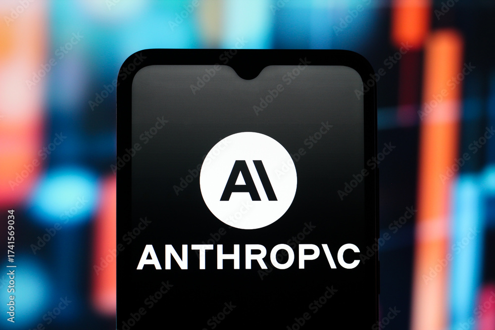 In this photo illustration, the Anthropic AI logo is seen displayed on ...