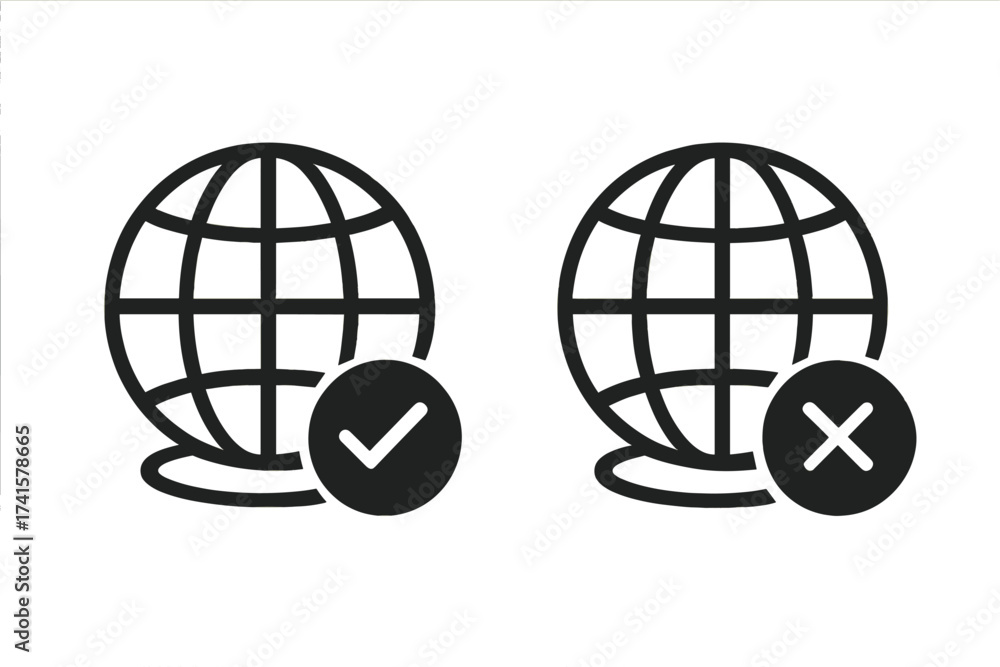 Vector de Stock Online and offline icon set. Internet connection status ...