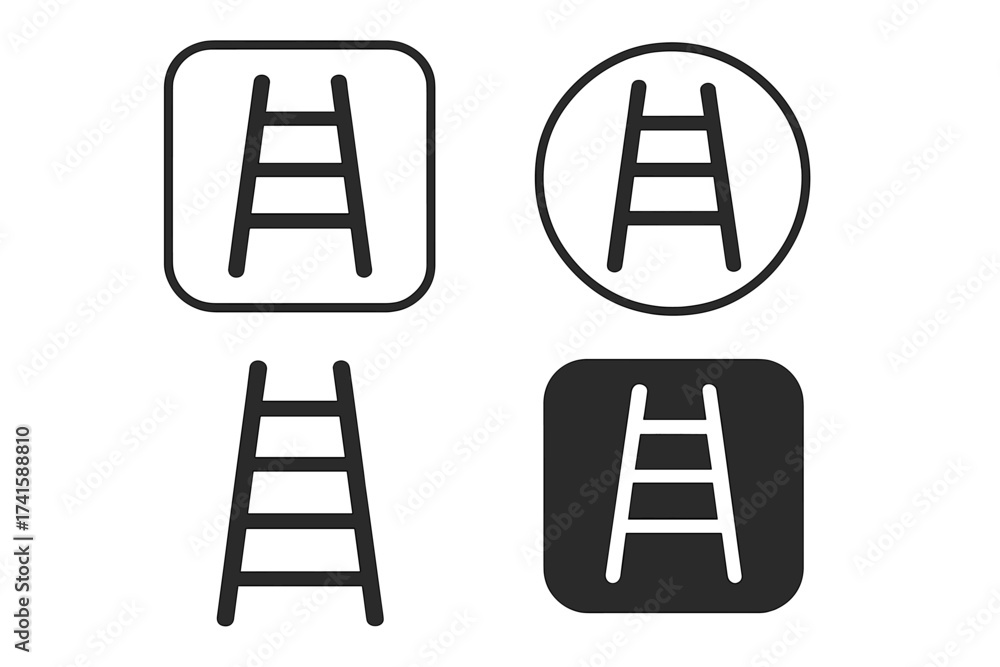 Ladder icon set vector. Stepladder symbol collection. Business success ...