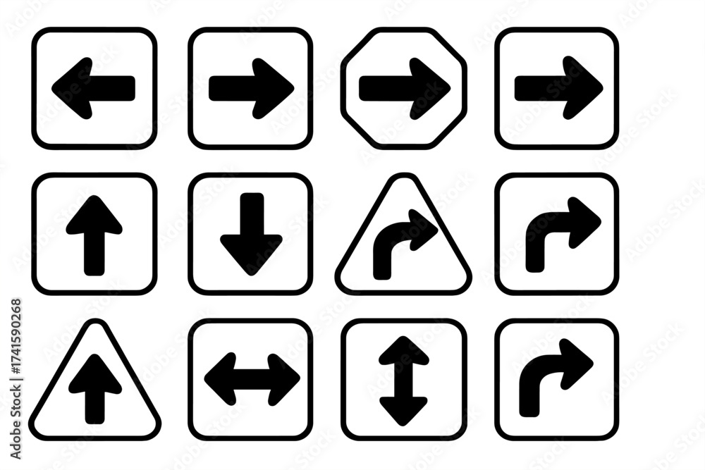 Vector de Stock Vector arrow icon set. Big collection of simple black ...