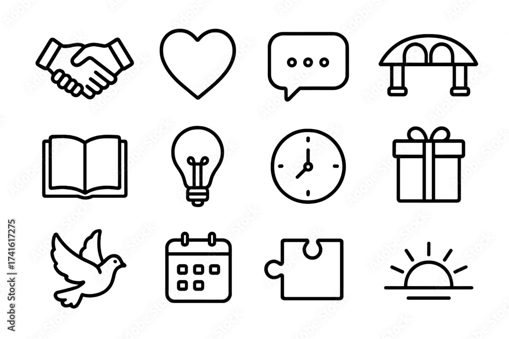 Rebuilding Trust Icons. Outline icon set of rebuilding trust after ...