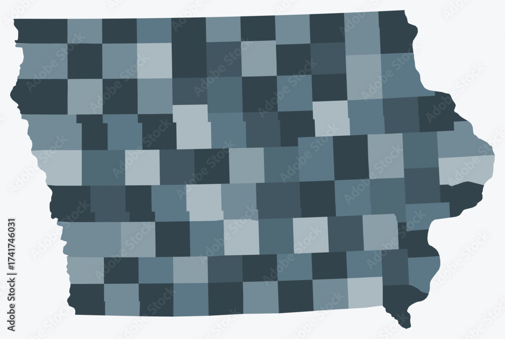 Image vectorielle Stock Map of Iowa with counties. Just a simple state ...