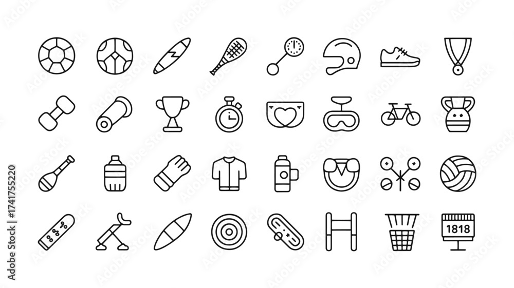 A comprehensive collection of unique minimal vector outline icons ...