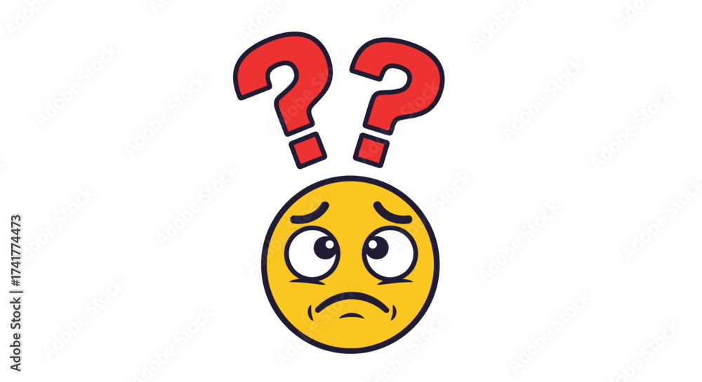 Confused and Uncertain Emoji Face with Question Marks Expressing Doubt ...