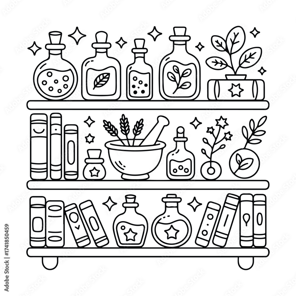 Science Lab Shelf Coloring Page – Beakers, Books & Fun Details for ...