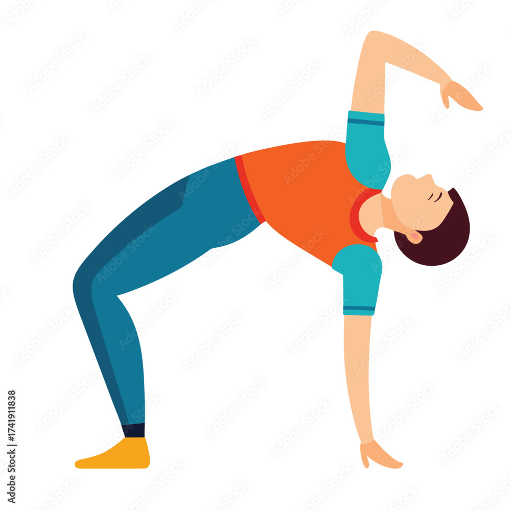Man performing a bridge pose exercise, strengthening his core, back ...