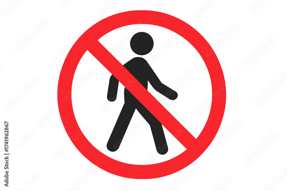No pedestrians sign vector icon. No walking symbol. Do not enter ...
