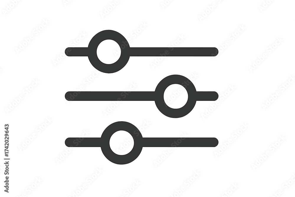 Settings sliders vector icon for UI UX design. Adjustment, filter, and ...