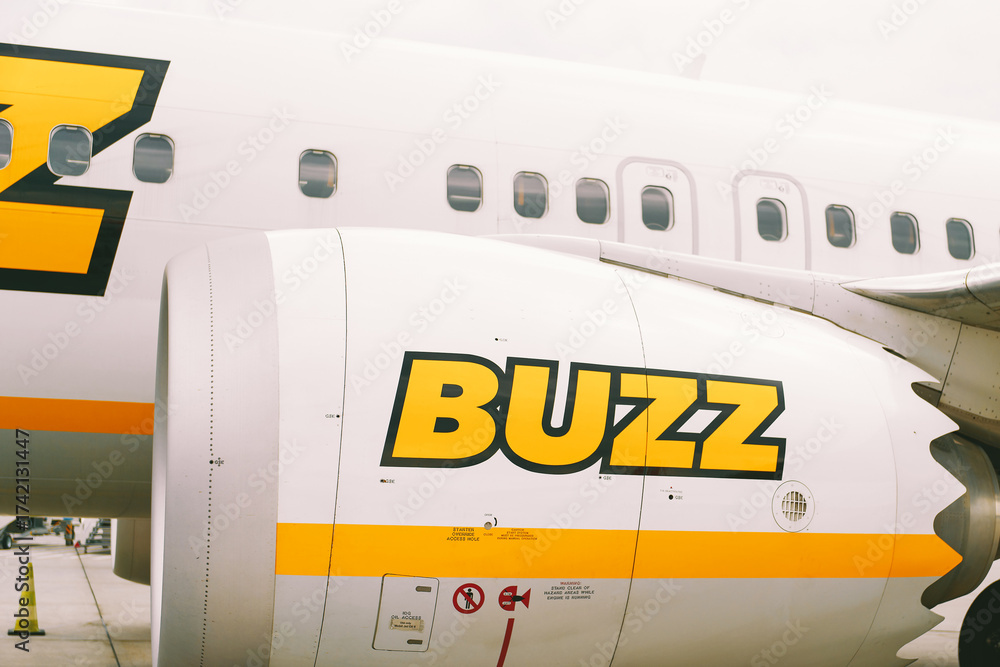 BUZZ by Ryanair 737 aircraft before takeoff 18.09.2025 Poland, Europe ...