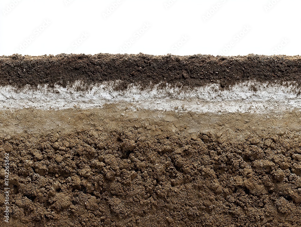 Soil Profile: Detailed cross-section showing distinct soil layers and ...
