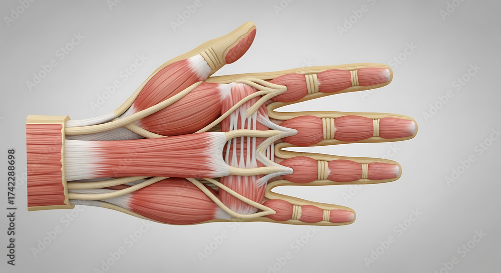 Stock-Foto „Anatomy of the Human Hand: A detailed medical illustration ...