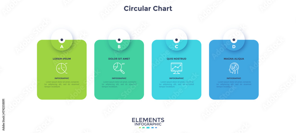 Business infographic of rectangular 4 step process presenting ...