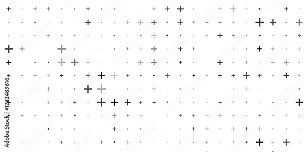 Seamless background pattern of evenly spaced black plus symbols of ...