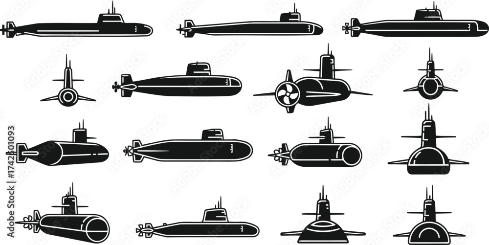 Collection of seawolf class submarines in various views and ...