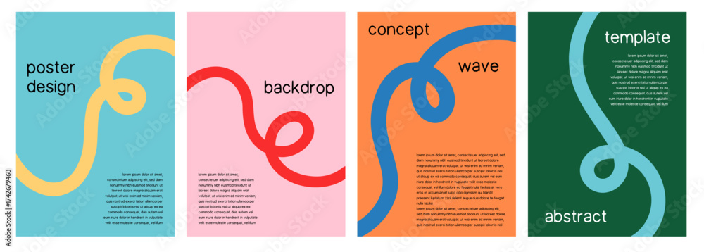Minimalist Wavy Lines Poster Collection: Abstract Modern Design ...