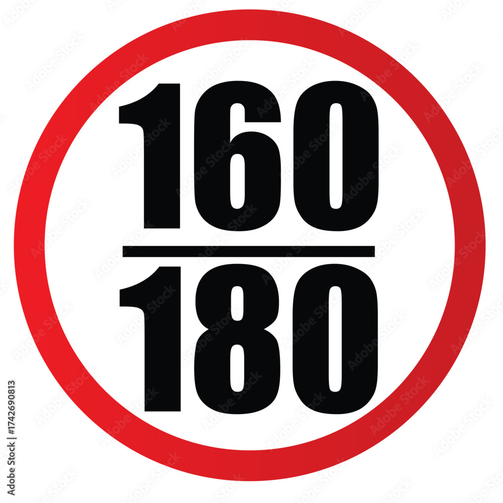 160 180 Speed Limit Road Sign – Red Circular Border Traffic Regulation ...
