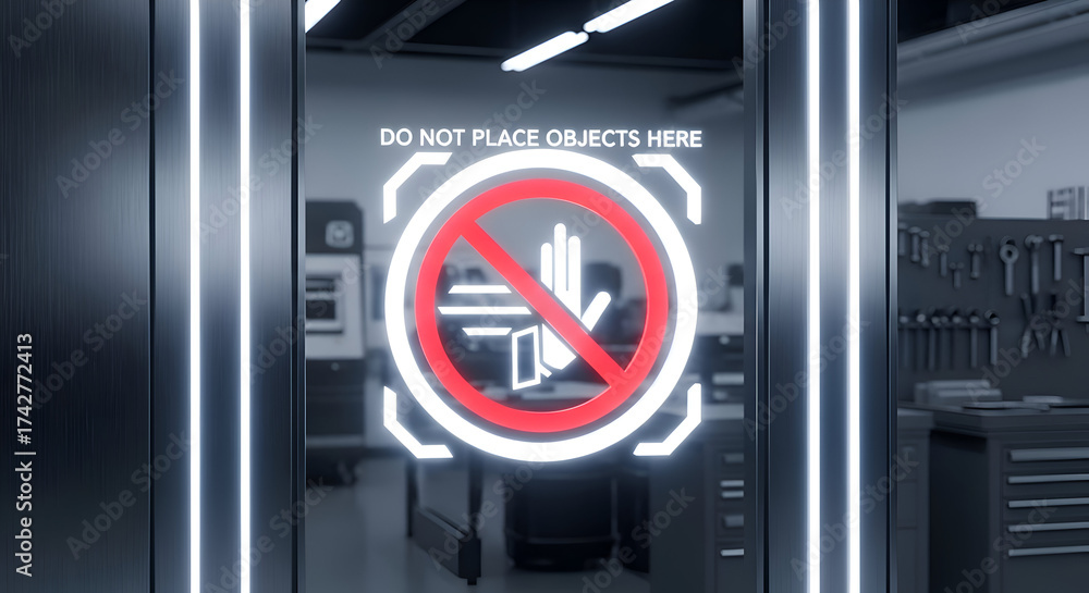 Prohibition Zone: A Modern Glass Portal with Illuminated Security ...