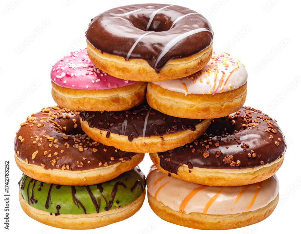 Top-Down View of Donut Tower with Glazed and Chocolate Varieties ...