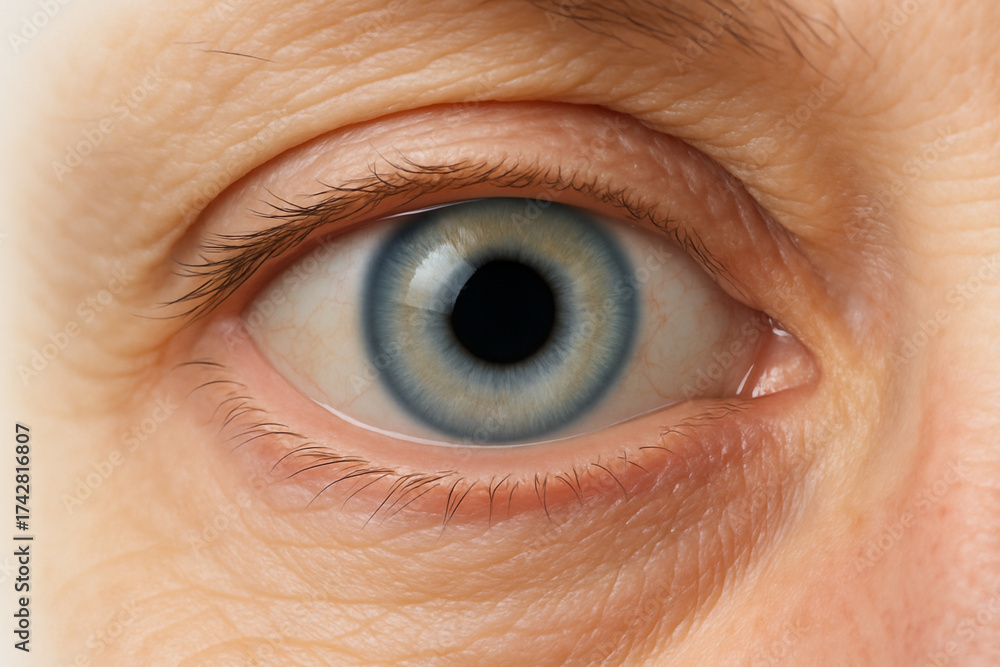 Eye with Arcus Senilis disease isolated on white background. Corneal ...
