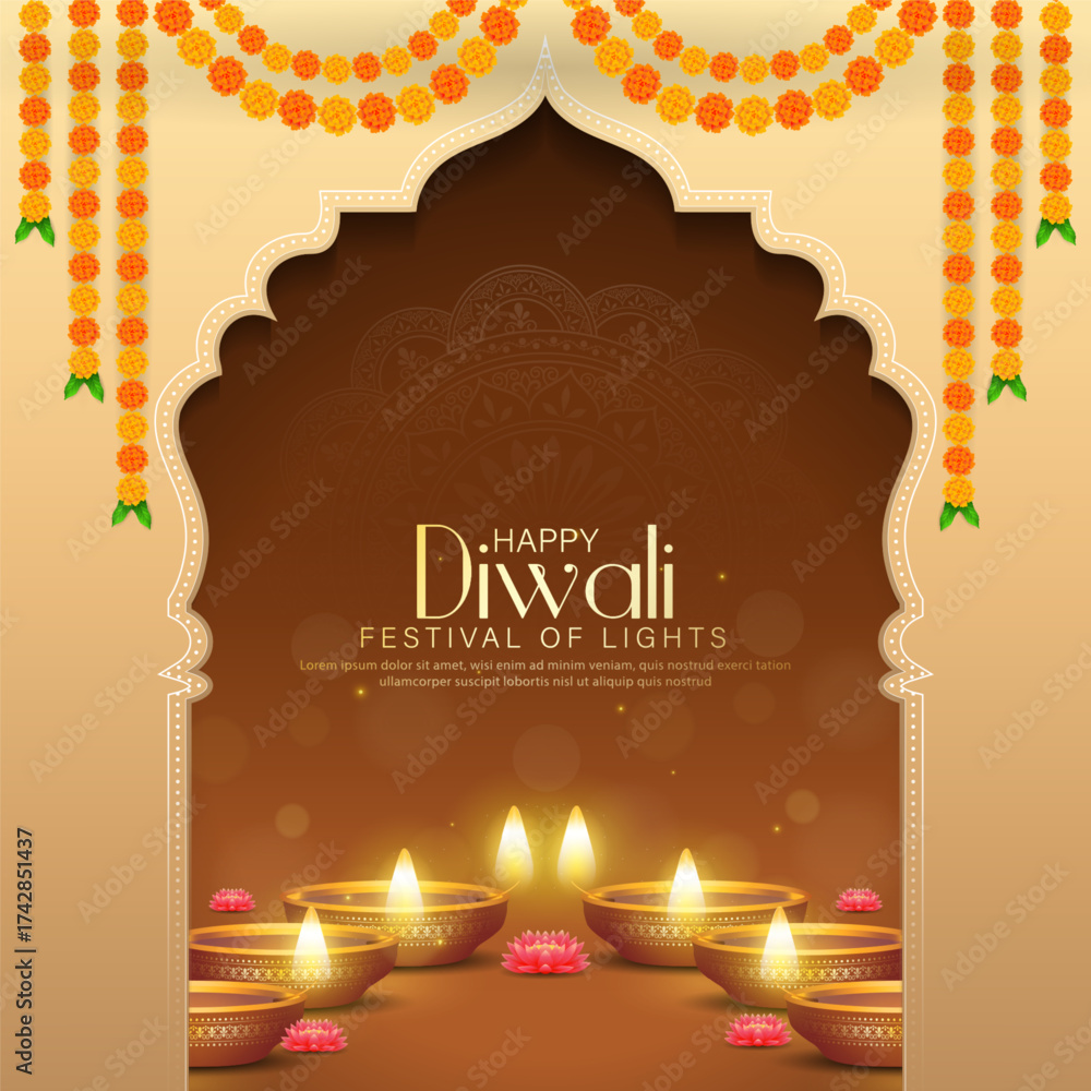 Happy Diwali - Vibrant Festival of Lights Celebration Background Poster ...