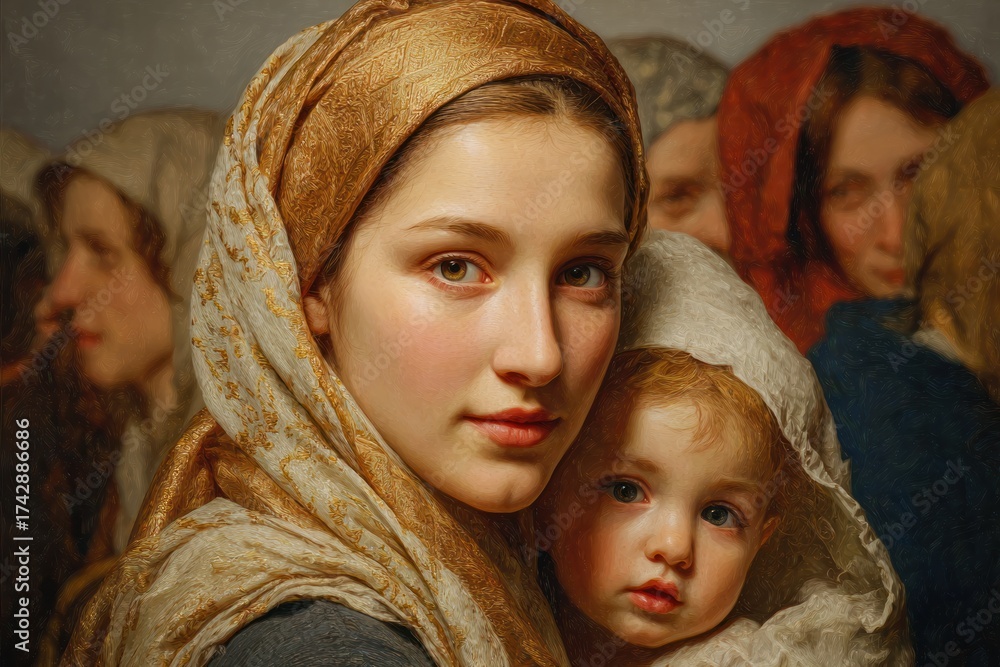 Virgin Mary moment: Infant Jesus harmony, Queen of Heaven mercy, Holy ...