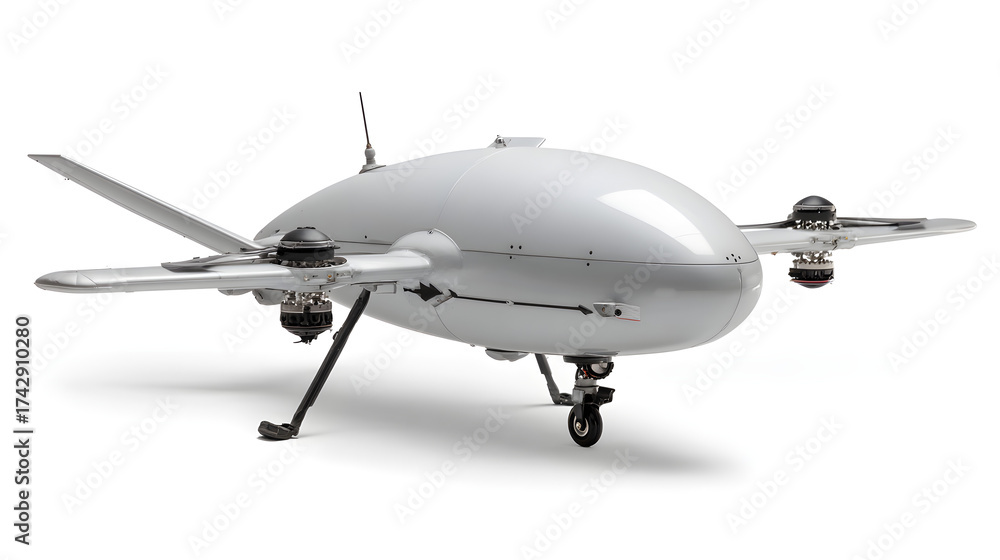 High-tech unmanned aerial vehicle (UAV) drone with advanced ...